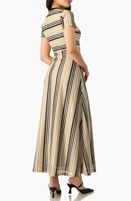 IVONNE Chevron Stripe Crochet Knit Maxi Dress