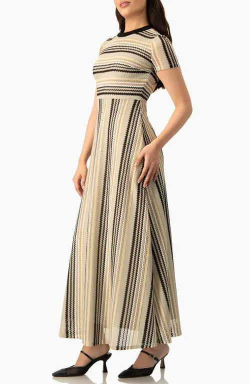 IVONNE Chevron Stripe Crochet Knit Maxi Dress