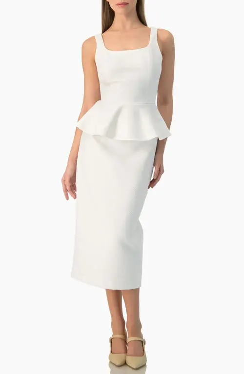 IVONNE Herringbone Jacquard Square-neck Sleeveless Peplum Top