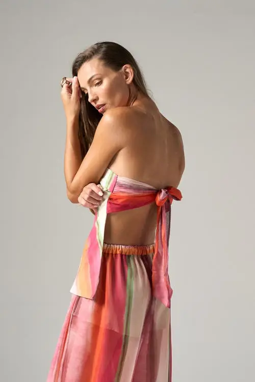 JBQ Ireland Strapless Sateen Top With Open Back