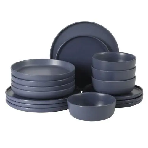 GIBSON ELITE Bayou Moon 16-piece Matte Reactive Glaze Stoneware Dinnerware Set - Matte Blue