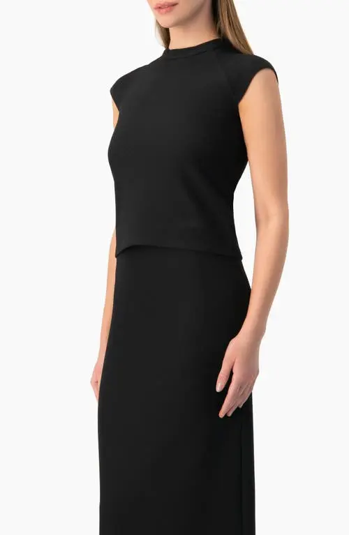 IVONNE Stretch Knit Mock-neck Sleeveless Fitted Top