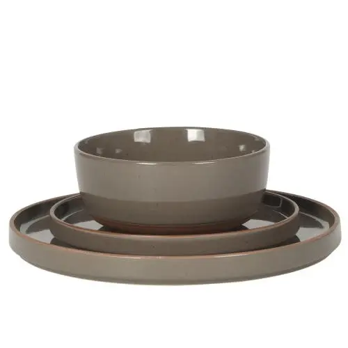 GIBSON ELITE Northrock 12-piece Stoneware Plates And Bowls Dinnerware Set - Brown
