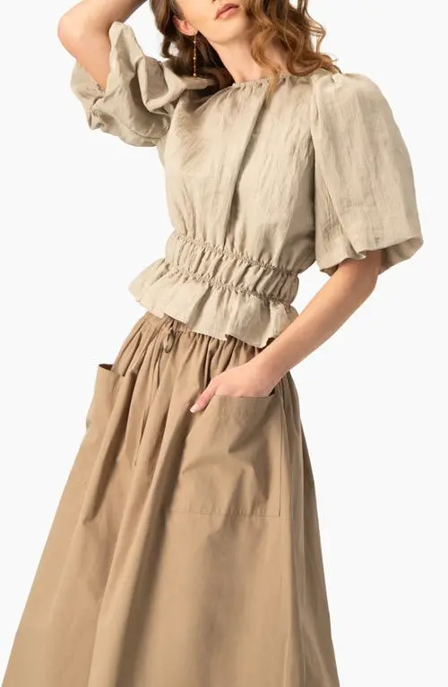 IVONNE Puff Sleeve Peplum