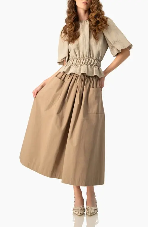 IVONNE Puff Sleeve Peplum