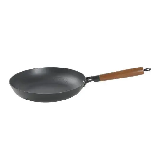 BABISH Pre-seasoned Honeycomb Cast Iron Skillet With Wooden Handle - Black