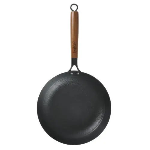 BABISH Pre-seasoned Honeycomb Cast Iron Skillet With Wooden Handle