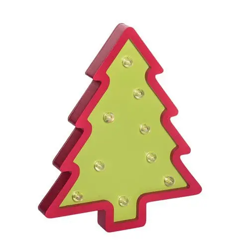 TRANSPAC Mdf Led Tree Decorative Object Wood Tabletop Christmas Tree