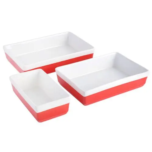 MARTHA STEWART 3-piece Stoneware Baker Set - Red