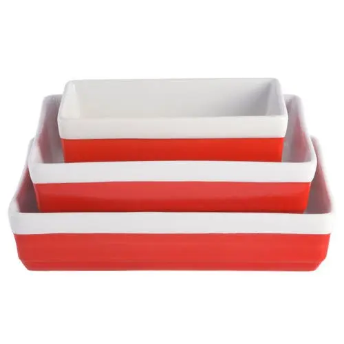 MARTHA STEWART 3-piece Stoneware Baker Set - Red