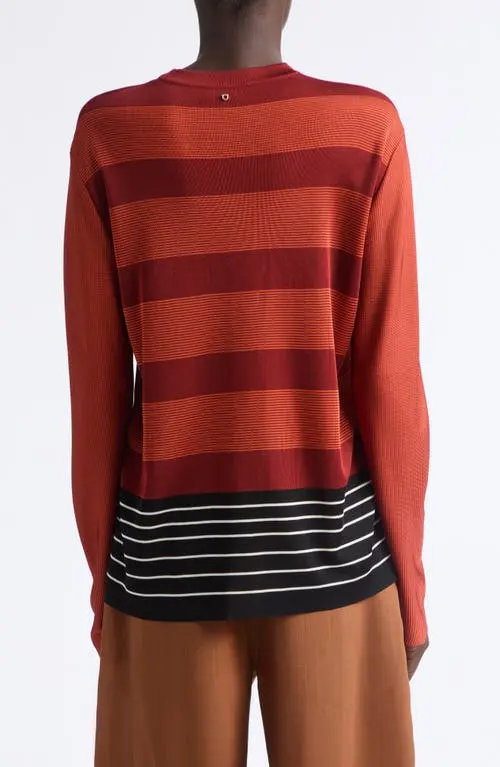 FERRAGAMO Stripe Crewneck Sweater - Collred/ner/mas