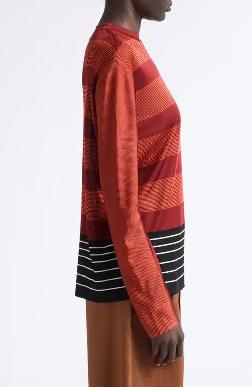 FERRAGAMO Stripe Crewneck Sweater - Collred/ner/mas