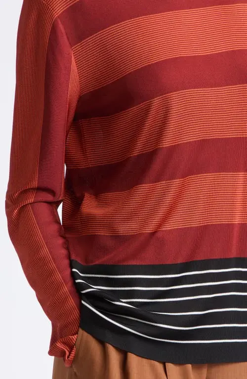FERRAGAMO Stripe Crewneck Sweater - Collred/ner/mas