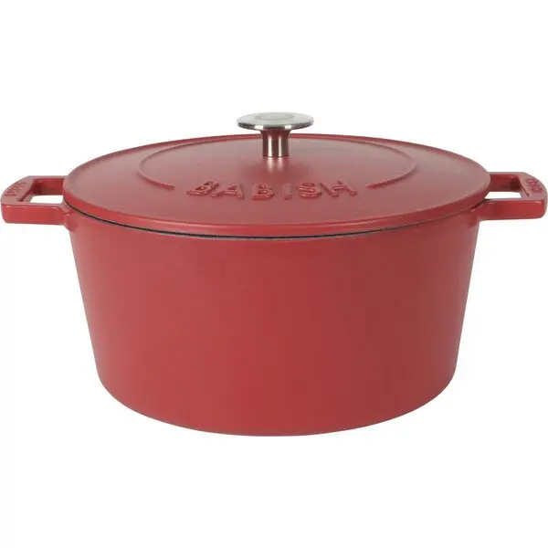 BABISH Matte Enamel Round Cast Iron Dutch Oven With Lid - Red