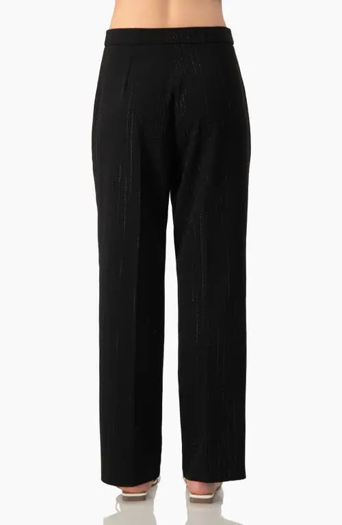 IVONNE Crystal-adorned Textured Straight-cut Tailored Dress Pants