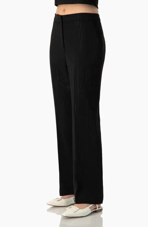 IVONNE Crystal-adorned Textured Straight-cut Tailored Dress Pants