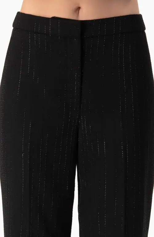 IVONNE Crystal-adorned Textured Straight-cut Tailored Dress Pants
