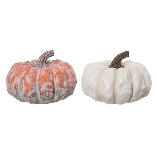 TRANSPAC Resin Short Pastel Pumpkin Decor Set Of 2 Fall Home Decor