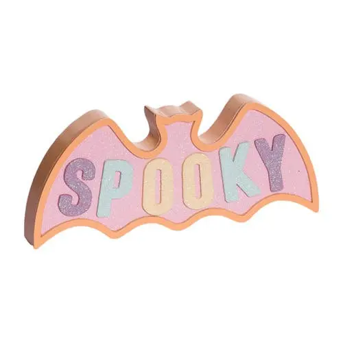TRANSPAC Halloween Glitter Bat Block Decoration