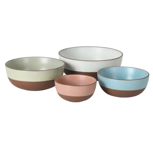 GIBSON ELITE William Crest 4-piece Reactive Glaze Stoneware Nesting Mixing Bowl Set - Multicolors