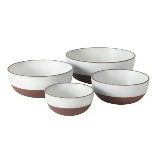 GIBSON ELITE William Crest 4-piece Reactive Glaze Stoneware Nesting Mixing Bowl Set - White