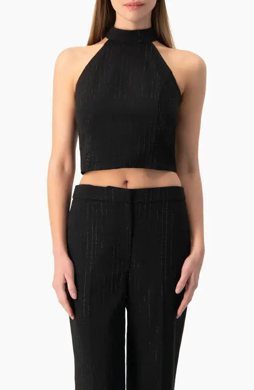 IVONNE Halter-neck Crystal-adorned Sleeveless Crop Top