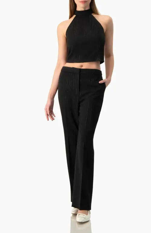 IVONNE Halter-neck Crystal-adorned Sleeveless Crop Top