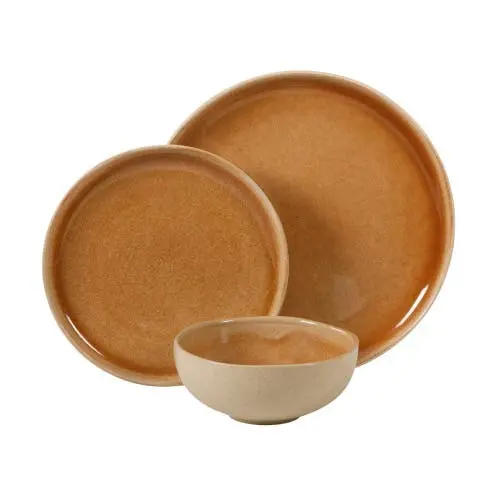 GIBSON ELITE Manila Bay 12-piece Reactive Glaze Stoneware Dinnerware Set - Orange