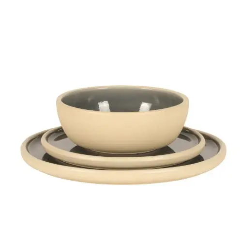 GIBSON ELITE Port Gaia 12-piece Reactive Glaze Stoneware Dinnerware Set - Navy