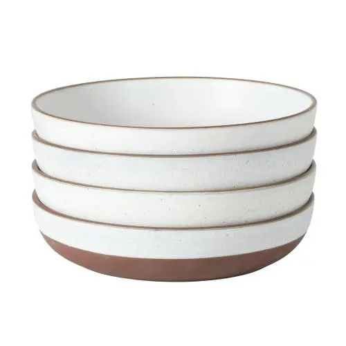 GIBSON ELITE William Crest 4-piece Reactive Glaze Stoneware Dinner Bowl Set - White