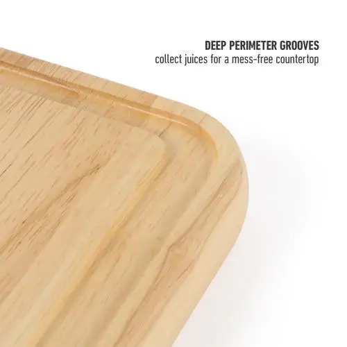 CALPHALON Edge Guard Reversible Edge Grain Rubberwood Cutting Board With Juice Groove