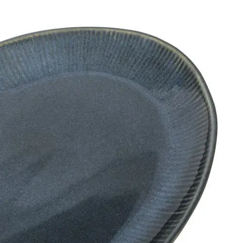 GIBSON ELITE Dawson Mill 3-piece Oval Reactive Glaze Stoneware Serving Platter Set - Blue