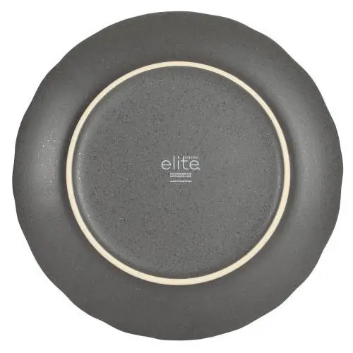 GIBSON ELITE Vista Rossio 12-piece Scalloped Edge Stoneware Dinnerware Set - Black