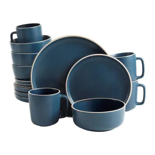 GIBSON HOME Zuma 16-piece Matte Stoneware Dinnerware Set - Cobalt