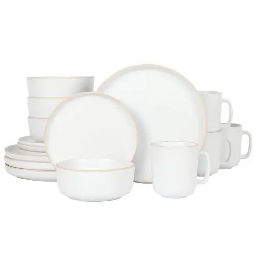 GIBSON HOME Zuma 16-piece Matte Stoneware Dinnerware Set - White