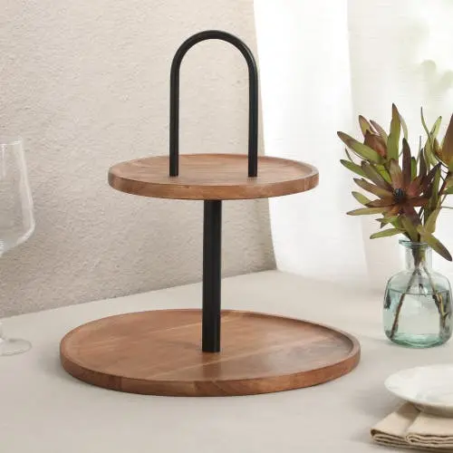 GIBSON HOME Gracious Dining Round Acacia Wood Charcuterie Tray