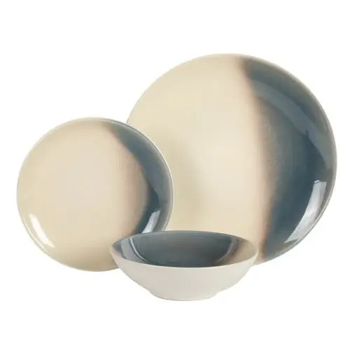 GIBSON ELITE Crescenton 12-piece Round Reactive Glaze Stoneware Dinnerware Set - Blue