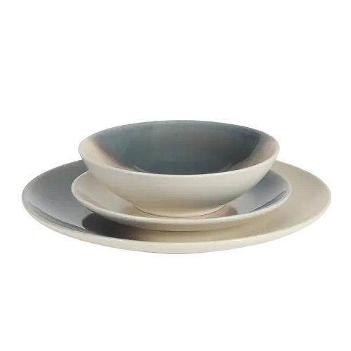 GIBSON ELITE Crescenton 12-piece Round Reactive Glaze Stoneware Dinnerware Set - Blue