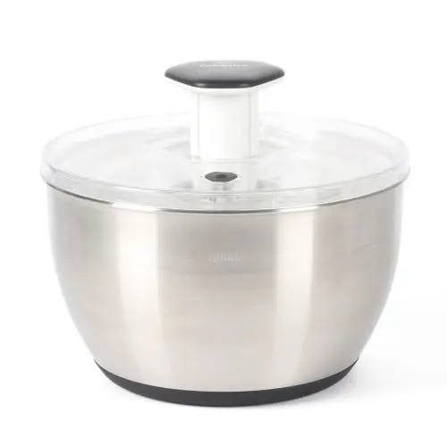 CALPHALON Aero 6.3 Qt Stainless Steel Salad Spinner With Strainer And Storage Lid