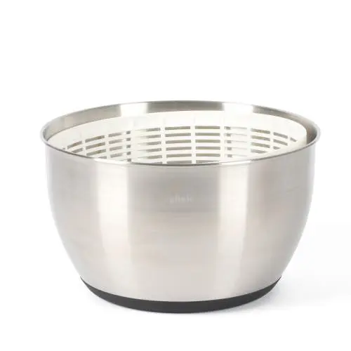 CALPHALON Aero 6.3 Qt Stainless Steel Salad Spinner With Strainer And Storage Lid