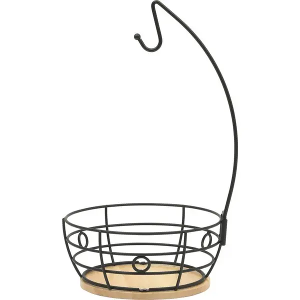 GIBSON HOME Harvest Season Two-tier Metal Fruit Basket With Banana Hanger - Black