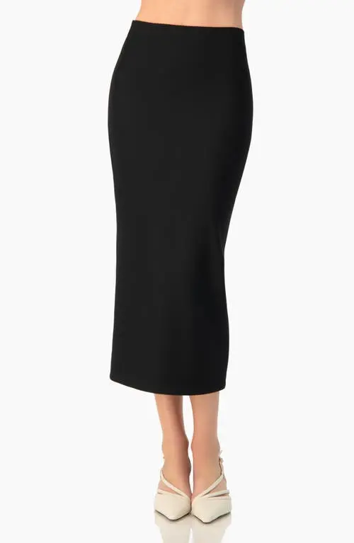 IVONNE Smooth Stretch Knit High-waist Fitted Midi Skirt - Black