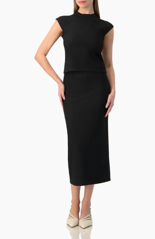 IVONNE Smooth Stretch Knit High-waist Fitted Midi Skirt