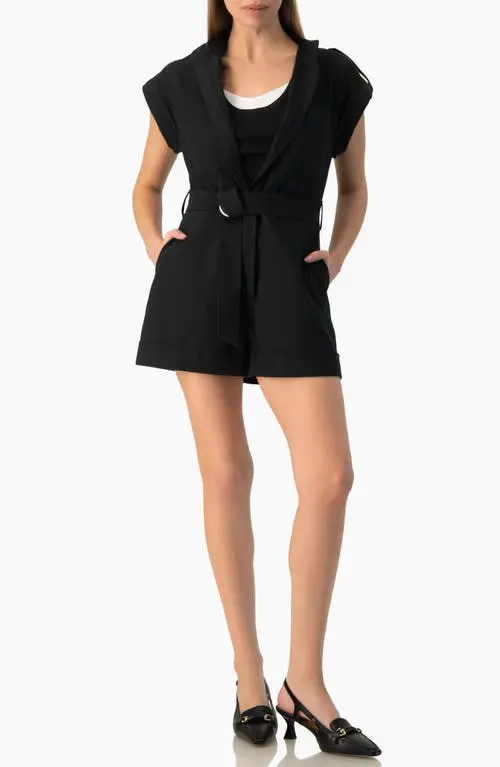 IVONNE Structured D-ring Belt Collared Sleeveless Jumpsuit Romper