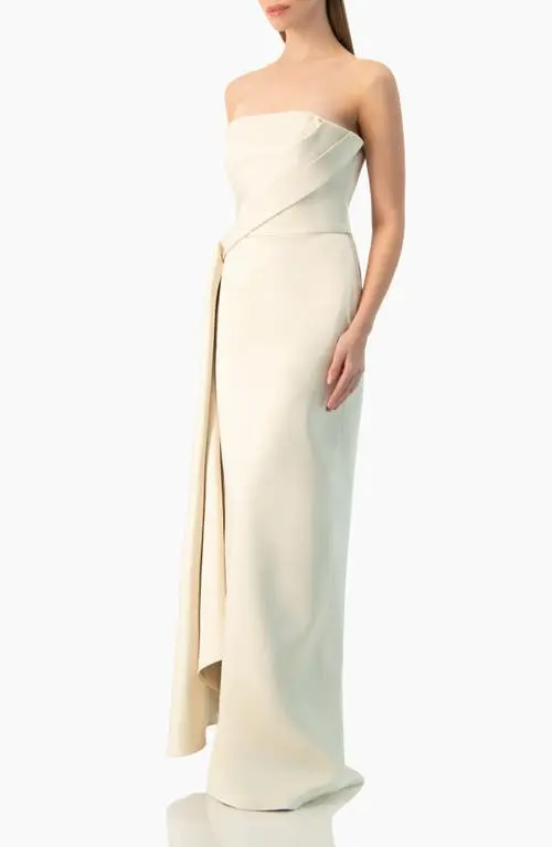 IVONNE Strapless Sculpted Drape Gown
