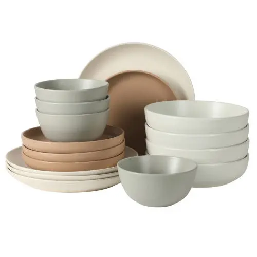 GIBSON ELITE Leeds Court 16-piece Speckle Reactive Glaze Stoneware Dinnerware Set - Multicolors