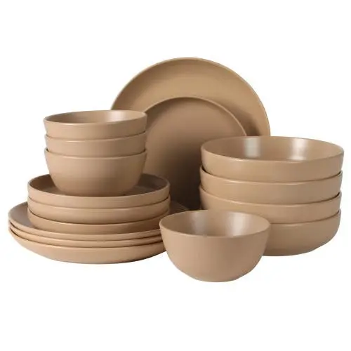 GIBSON ELITE Leeds Court 16-piece Speckle Reactive Glaze Stoneware Dinnerware Set - Orange