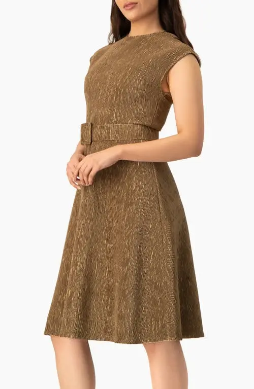 IVONNE Textured Belted A-line Dress