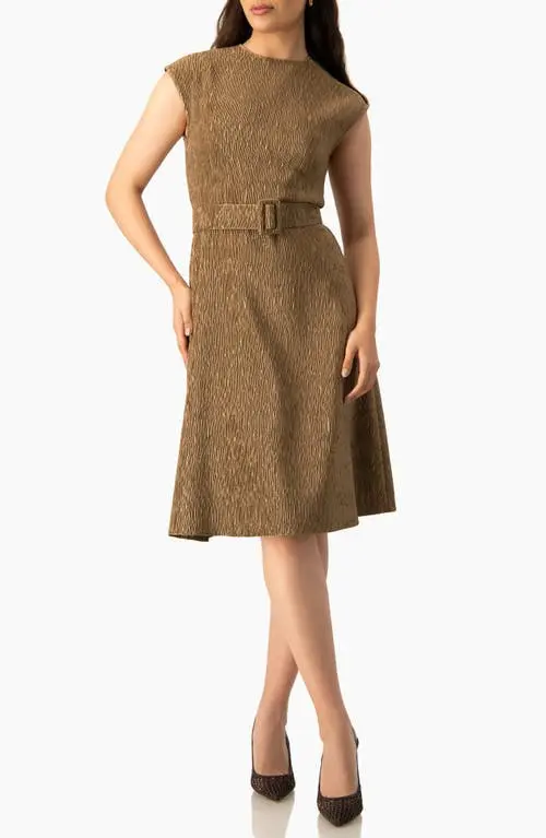 IVONNE Textured Belted A-line Dress