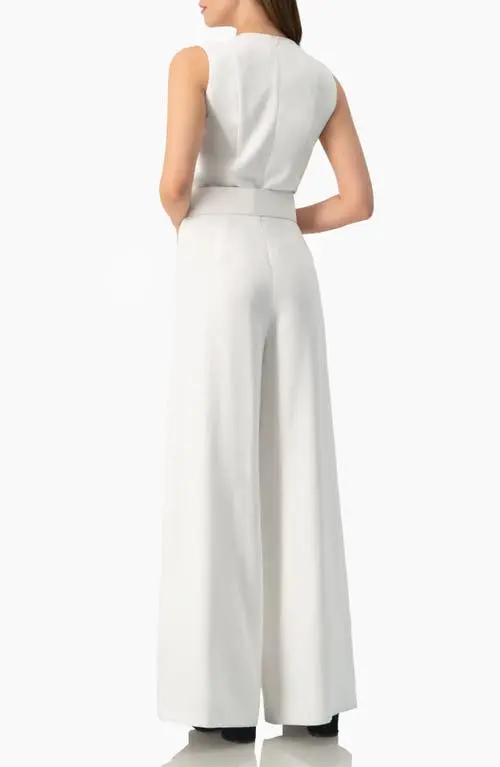 IVONNE Sleeveless V-neck Belted Wide-leg Jumpsuit